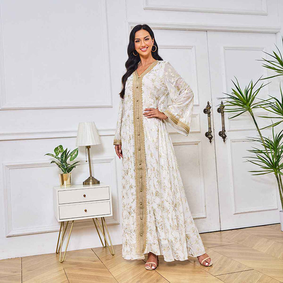 Eid Dress Arab Middle East Women Bronzing Kaftan Caftan Dress – Urgarment