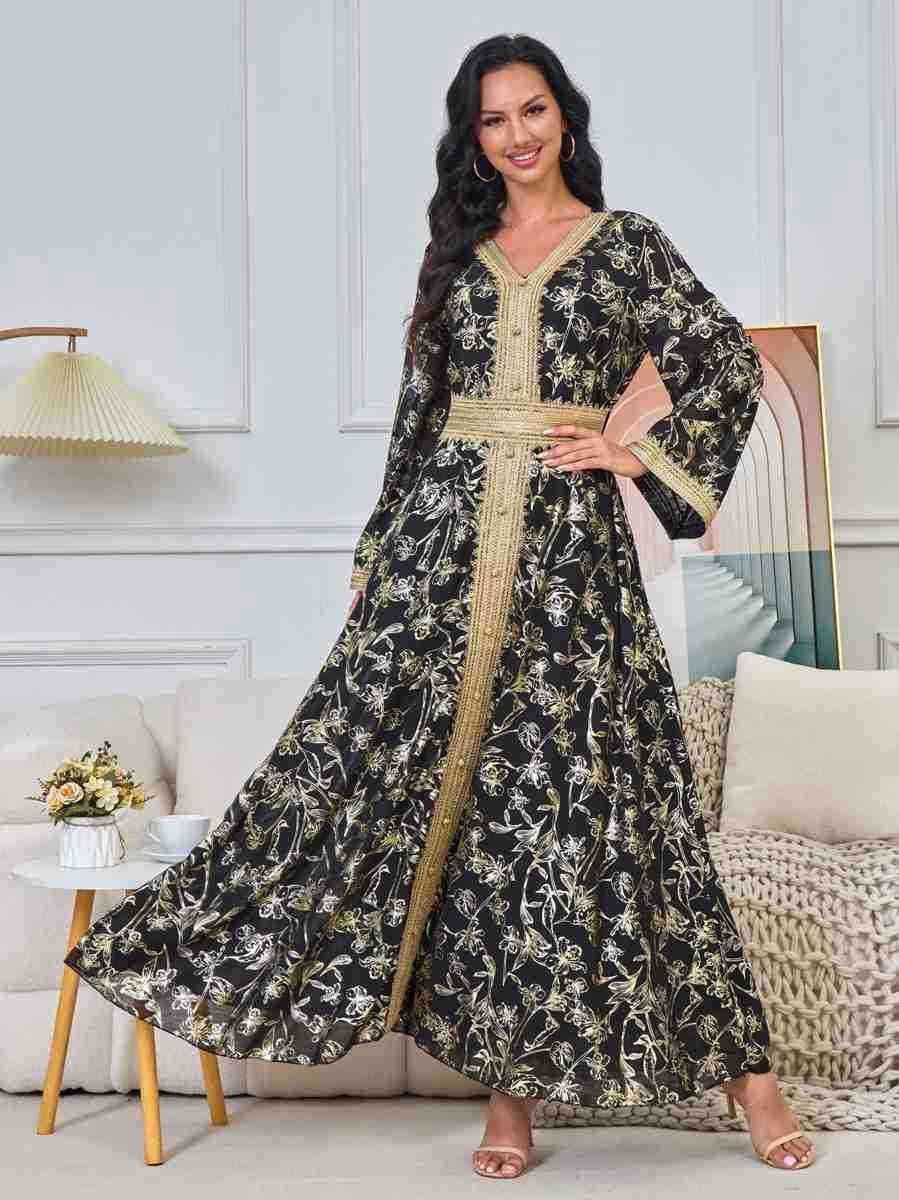 Eid Dress Arab Middle East Women Bronzing Kaftan Caftan Dress – Urgarment