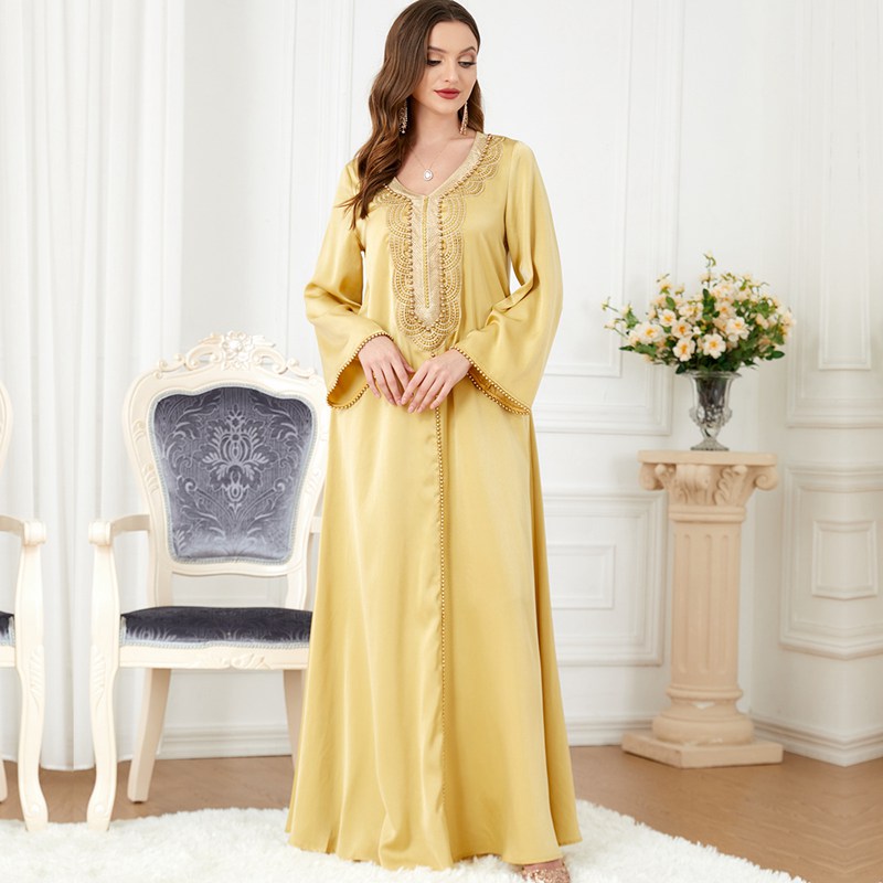 Eid Dress Women Middle East Arab Caftan Kaftan Dress With Beads – Urgarment