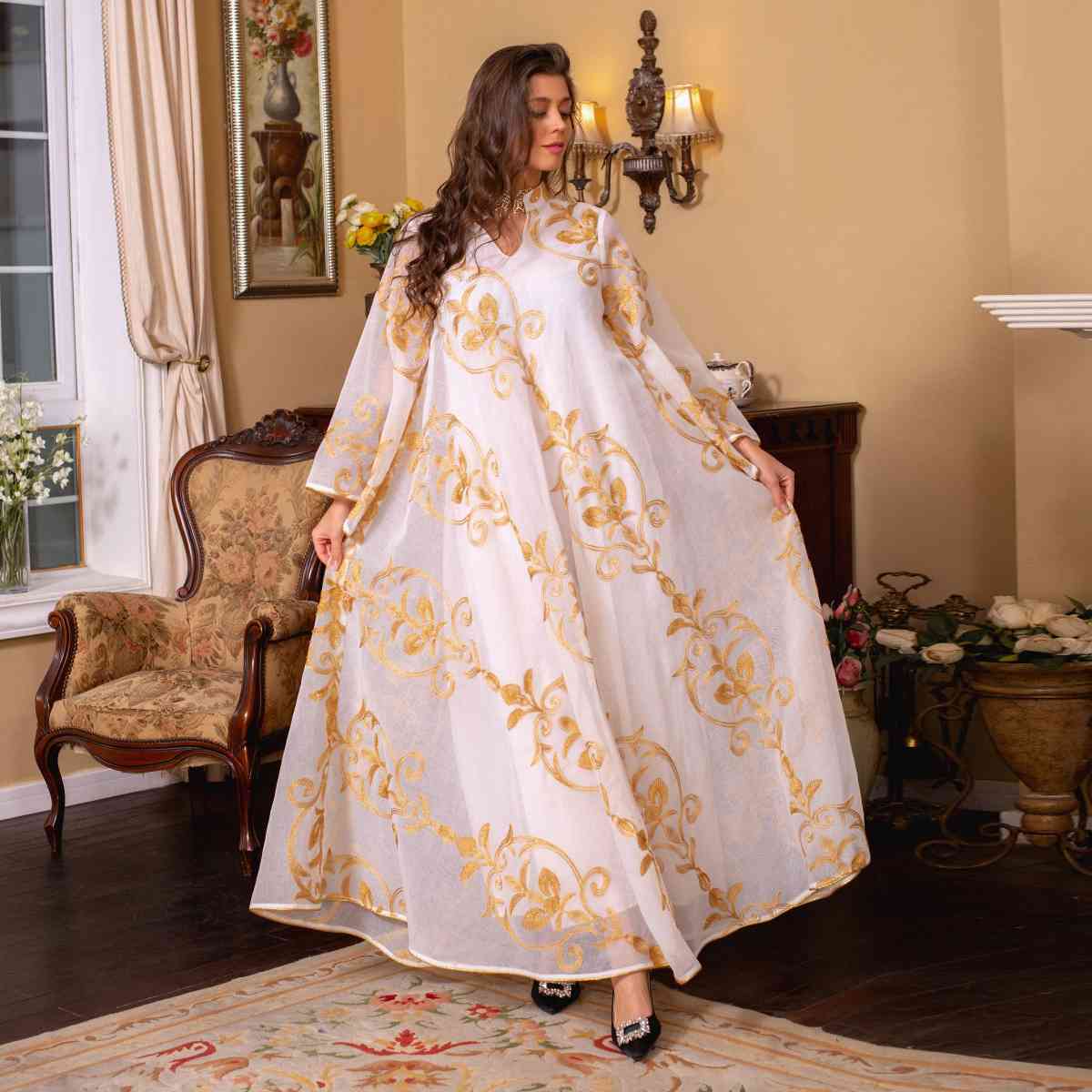 Eid Dress Elegant Doris Embroidery Kaftan Dress Caftan – Urgarment