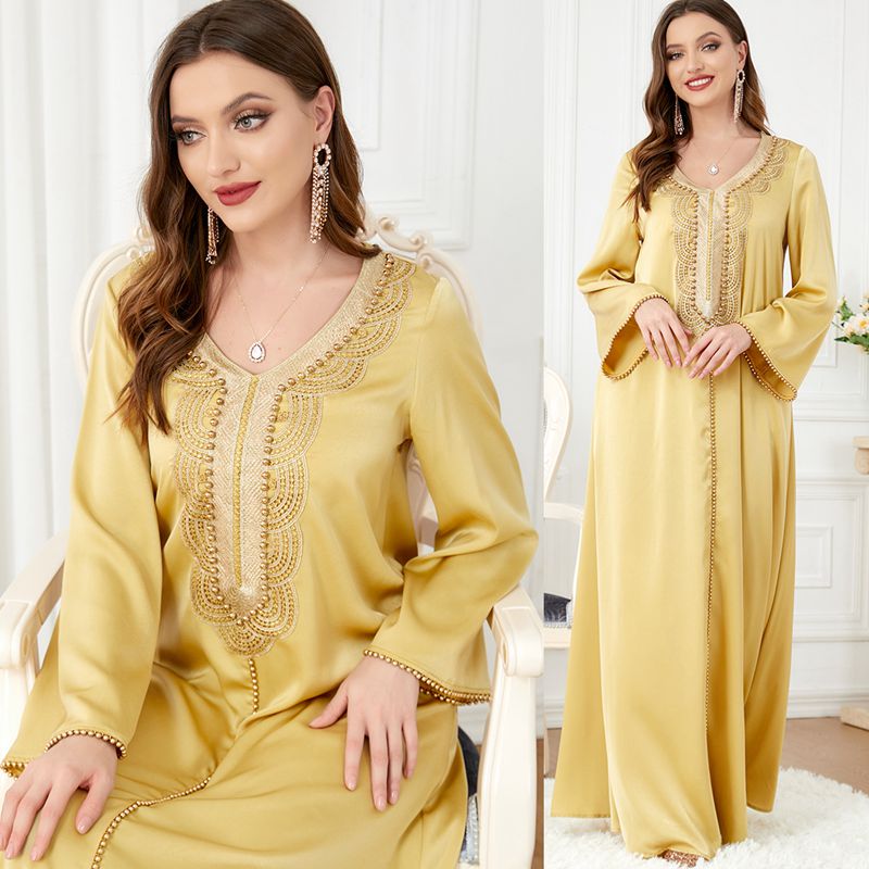 Eid Dress Women Middle East Arab Caftan Kaftan Dress With Beads – Urgarment