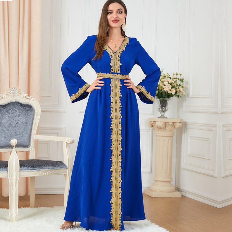 Eid Dress Women Middle East Arab Embroidery Woven Fabric Kaftan Dress ...