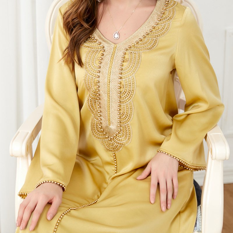 Eid Dress Women Middle East Arab Caftan Kaftan Dress With Beads – Urgarment