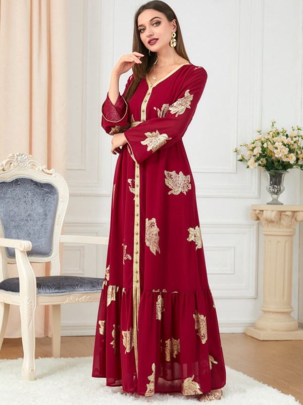 Eid Dress Middle East Arab Bronzing Chiffon Kaftan Dress Caftan – Urgarment