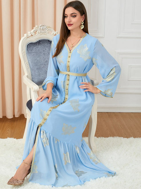 Eid Dress Middle East Arab Bronzing Chiffon Kaftan Dress Caftan – Urgarment