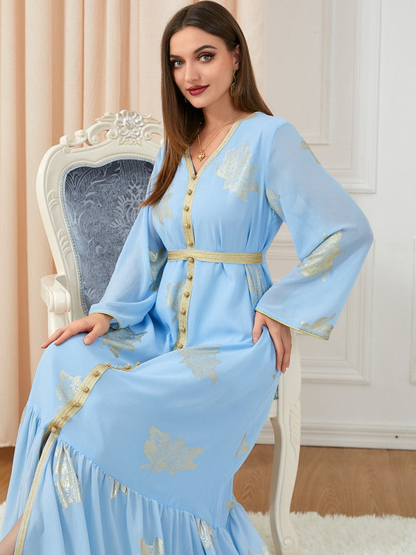 Eid Dress Middle East Arab Bronzing Chiffon Kaftan Dress Caftan – Urgarment