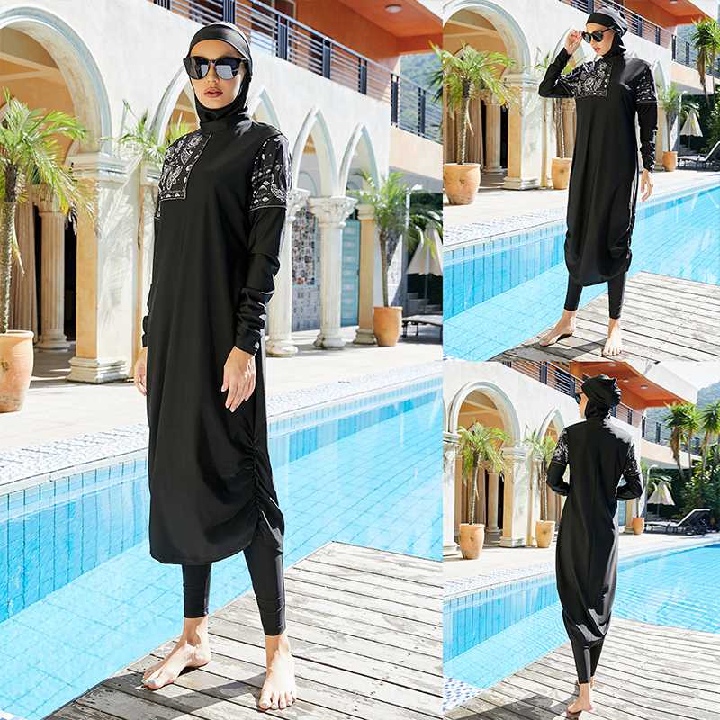 3 Pieces Set Halal Islamic Swimwear Burkinis Beach Wear Hijab Swimsuit ...