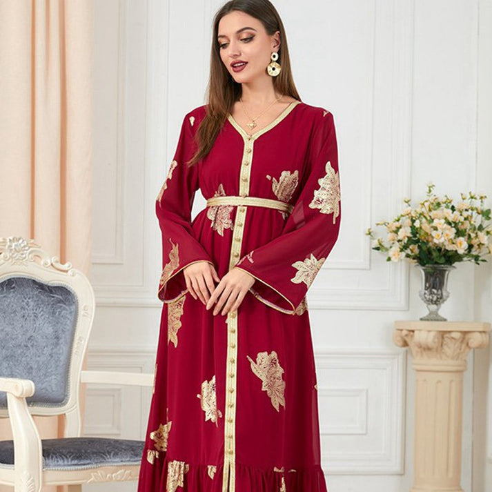 Eid Dress Middle East Arab Bronzing Chiffon Kaftan Dress Caftan – Urgarment