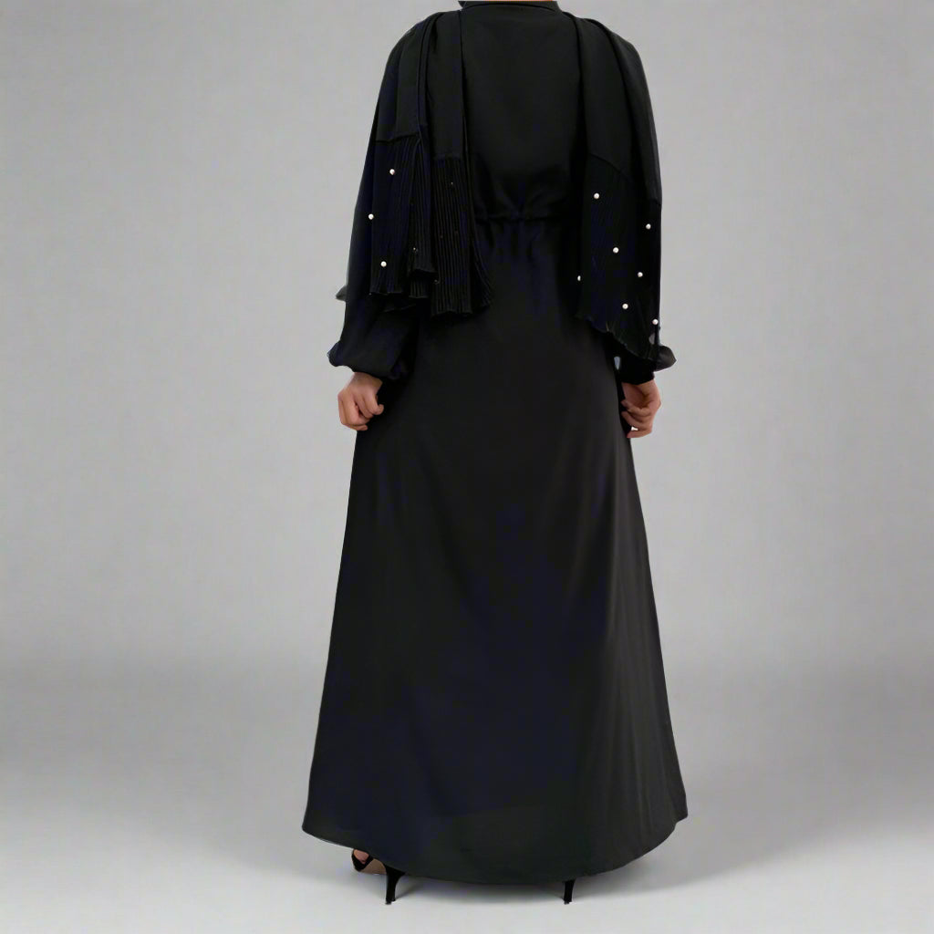 Muslim Button Up Abaya Dress With Stand Collar – Urgarment