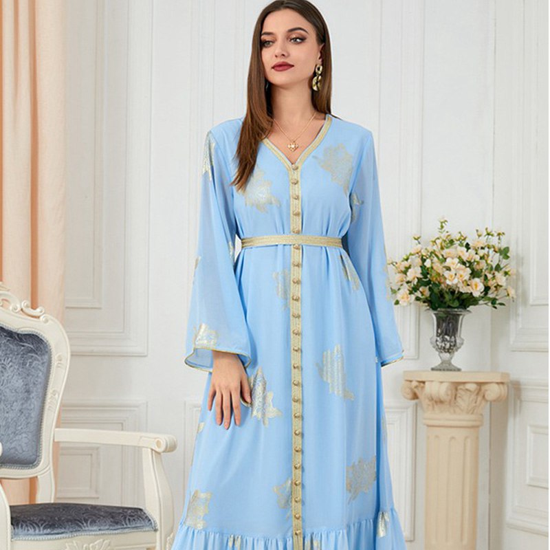 Eid Dress Middle East Arab Bronzing Chiffon Kaftan Dress Caftan – Urgarment